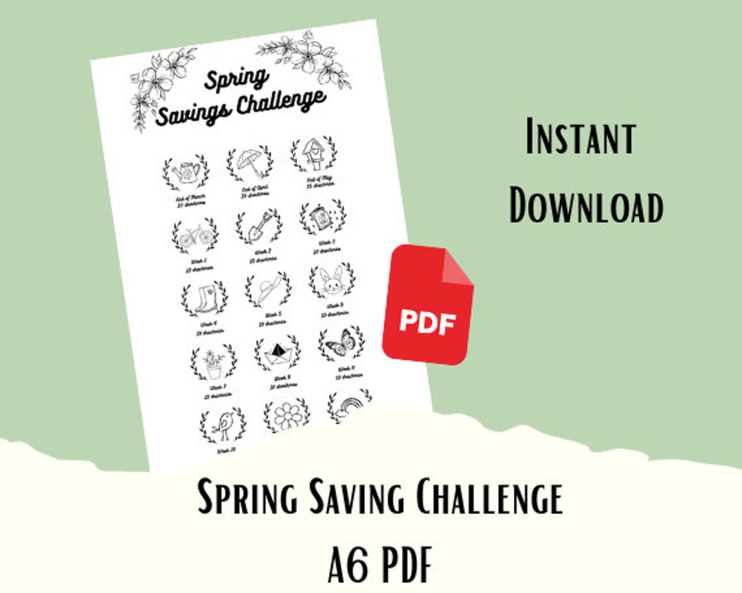 SPRING Savings Challenge Seasonal A6 Printable PDF Downloadable Minimal ...