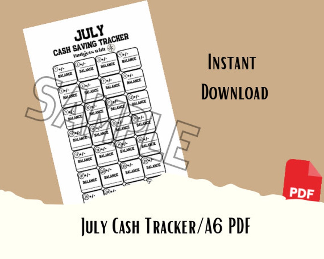 July Monthly Cash Saving Tracker |cash Budgeting|sinking Funds| Savings ...