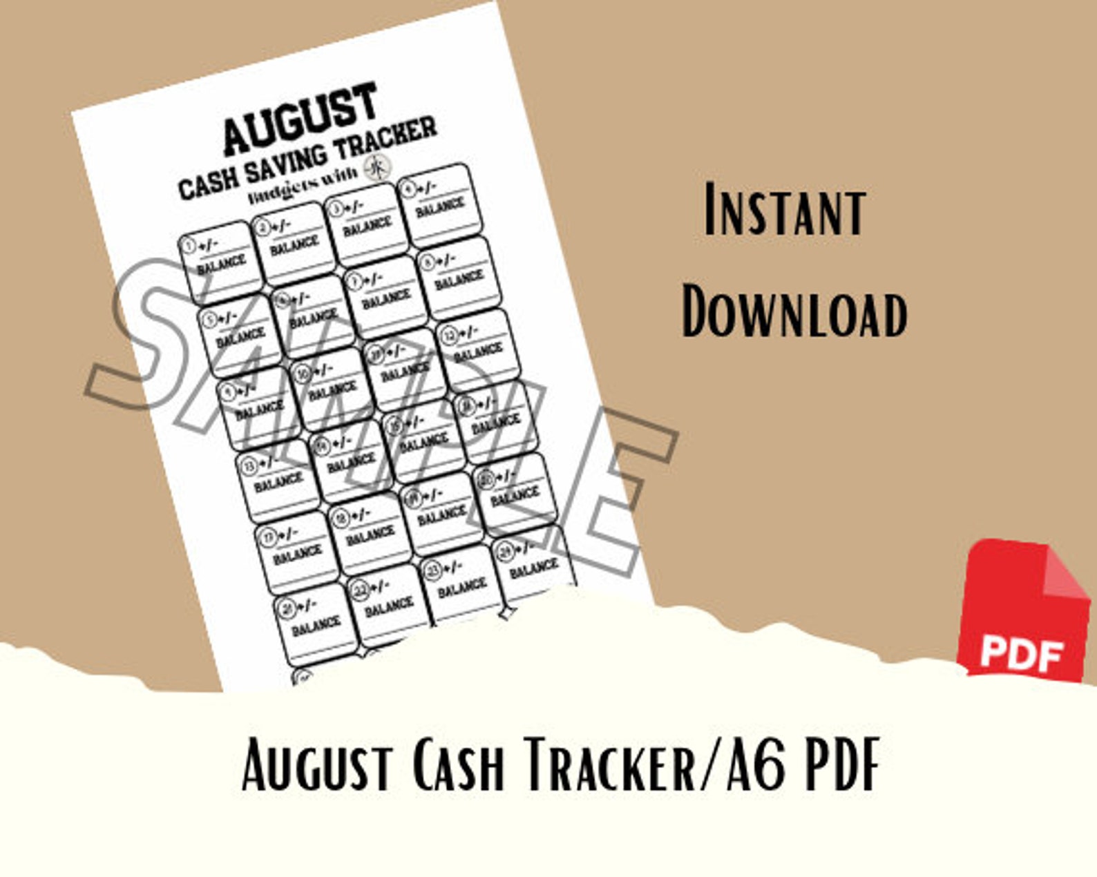 August Monthly Cash Saving Tracker |cash Budgeting|sinking Funds ...