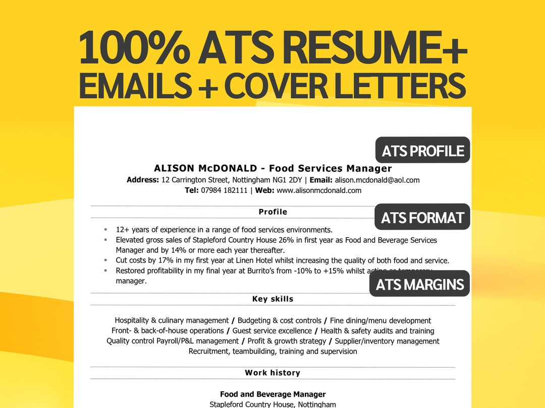 100% Ats Friendly Resume Template , Ats Resume Word , Google Docs ...