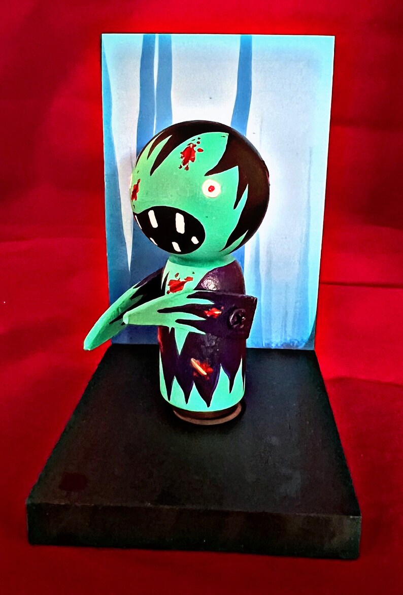 Zombie Oddy Green Peg Doll, Peg People, Zombie Doll, Horror Doll ...