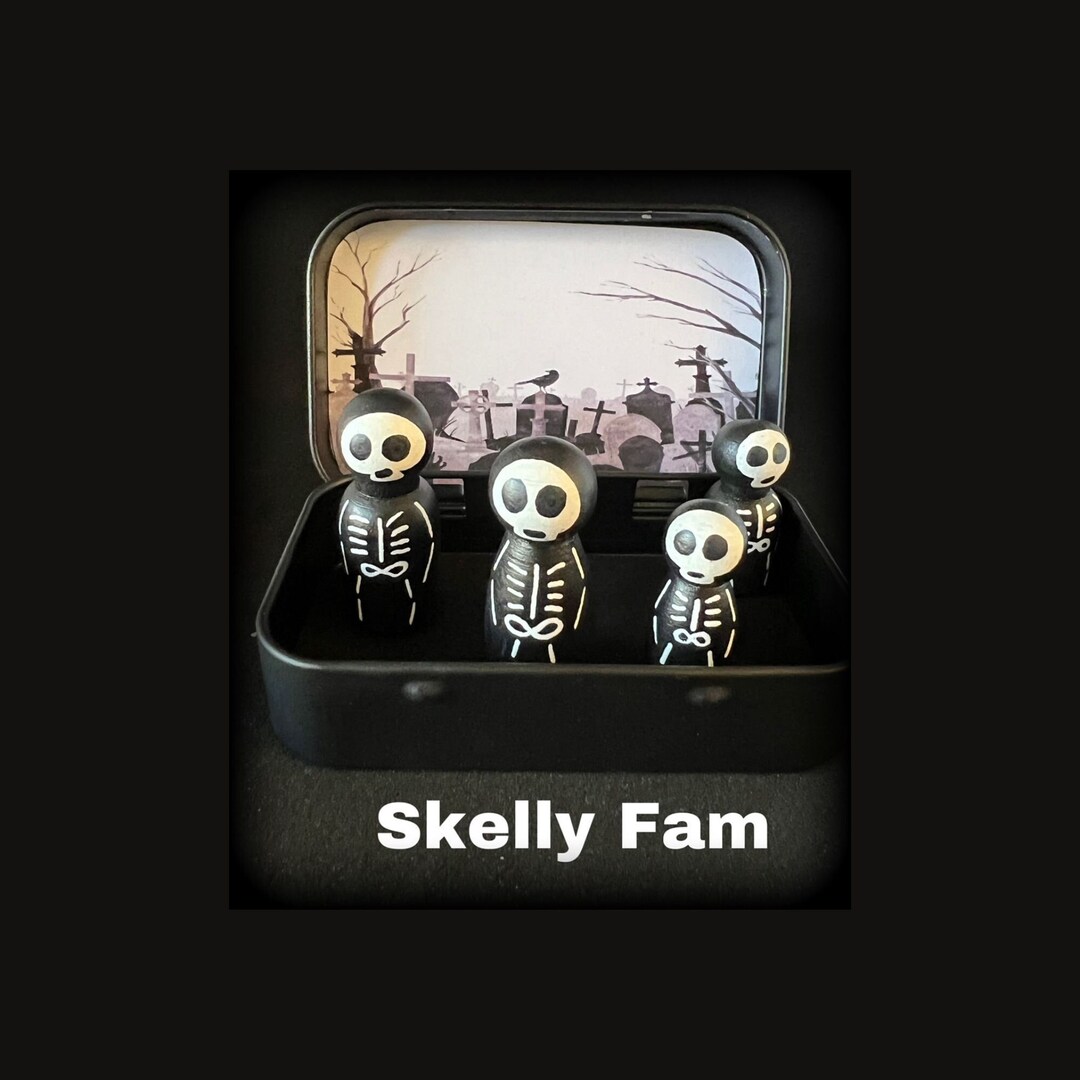 Skelly Fam Peg Doll, Peg People, Skeleton Doll, Horror Doll, Halloween ...