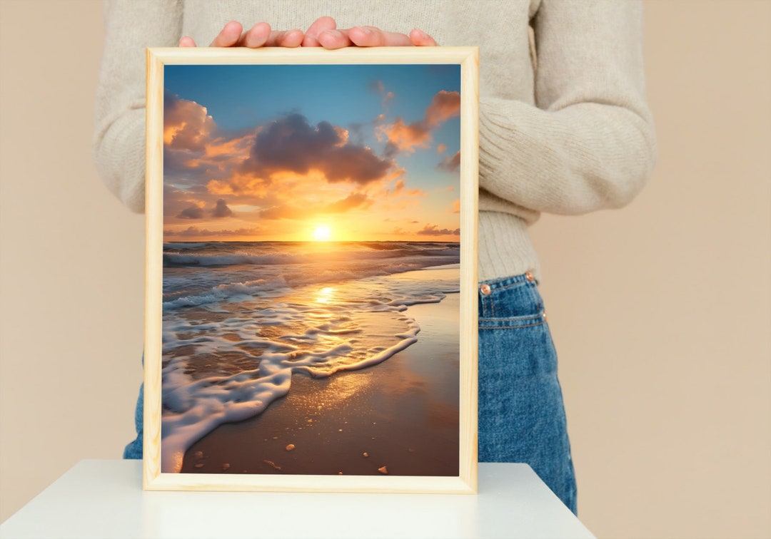 Stunning Beach Sunset and Sea Poster Print - Etsy