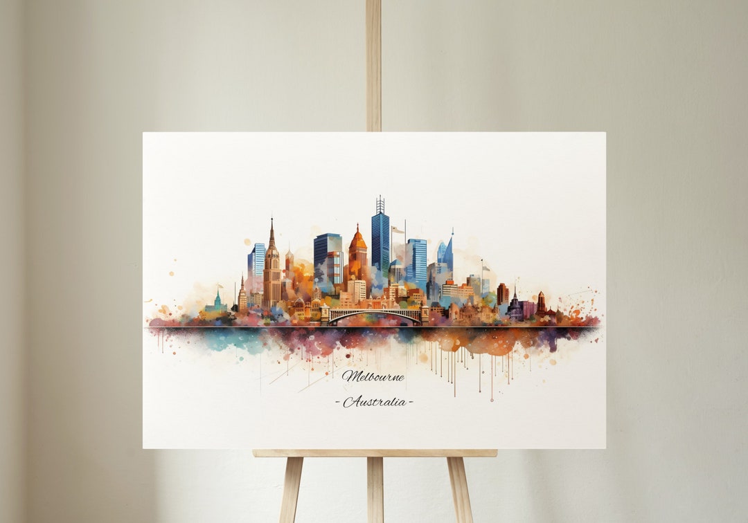 Melbourne Skyline Poster Print, Australia, Paint Splatter, City Picture ...