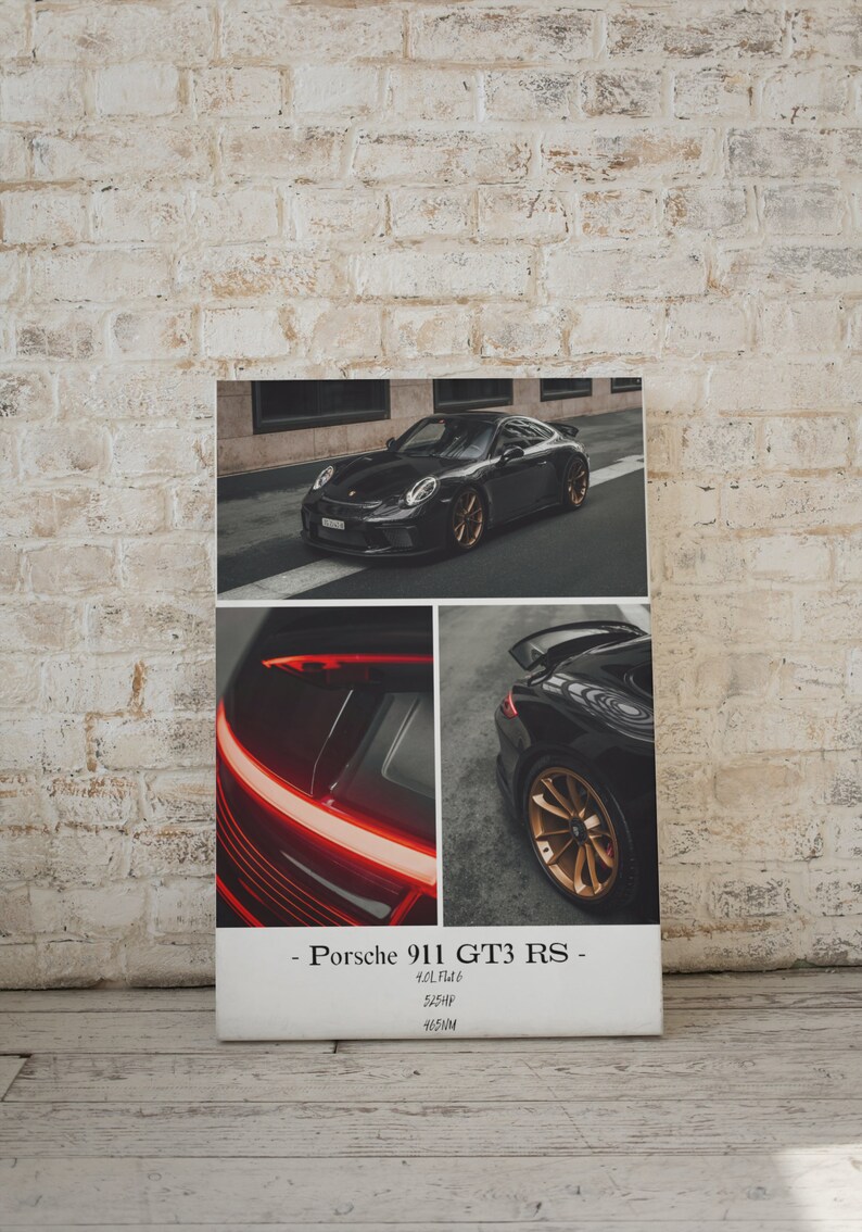 Porsche Poster 911 GT3 RS Poster Car Art Illustration Wall Art ...