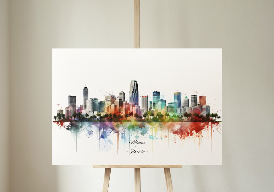 Miami Florida Skyline, Poster Print, Cityscape, City Picture, Skyline ...