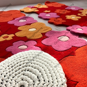 Hand Tufted Floral Flower Shape Rug Tufted Plaid Rug Tufted Woolen Tuft ...