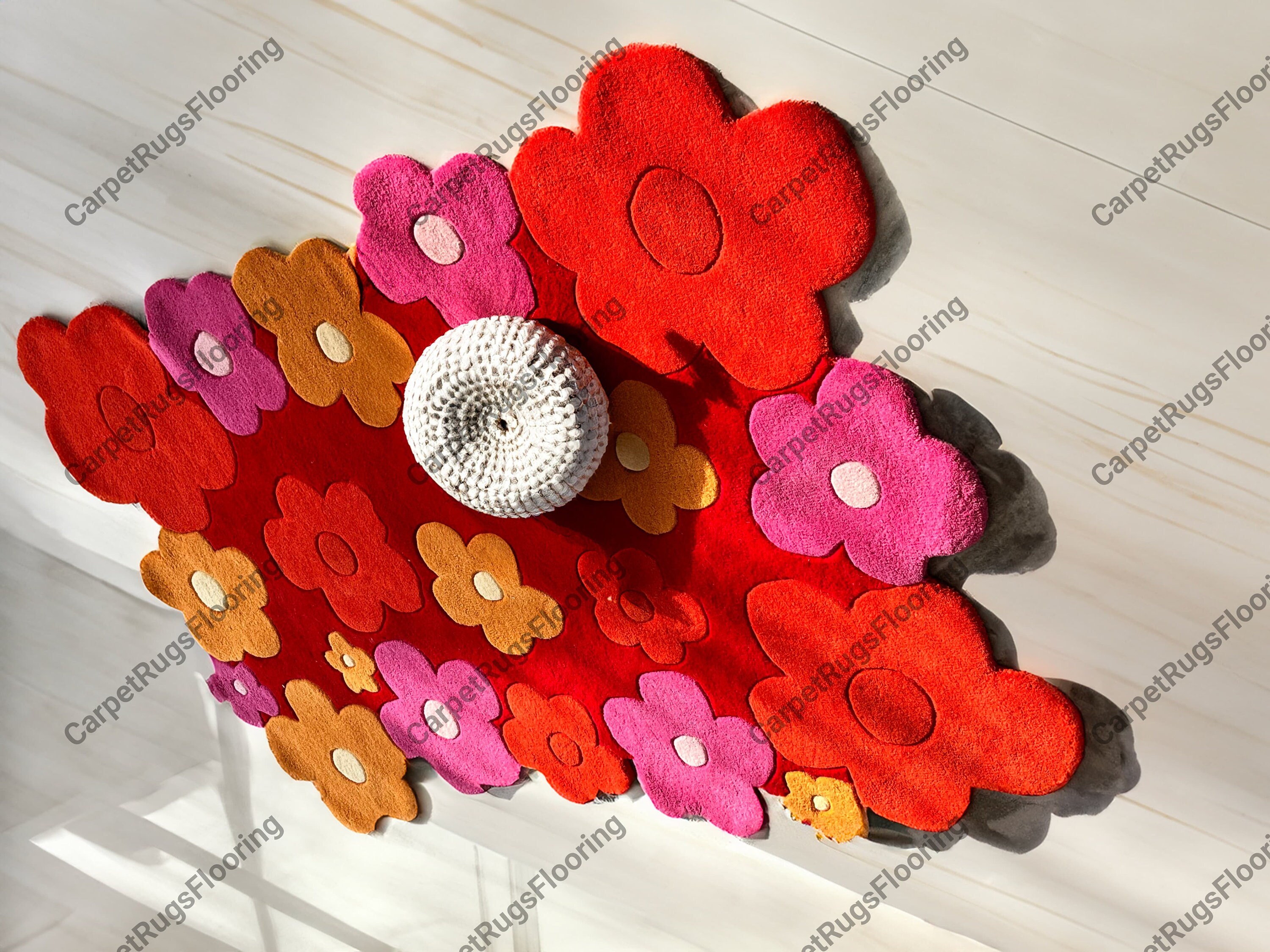 Hand Tufted Floral Flower Shape Rug Tufted Plaid Rug Tufted Woolen Tuft ...