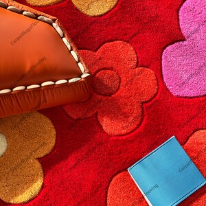 Hand Tufted Floral Flower Shape Rug Tufted Plaid Rug Tufted Woolen Tuft ...