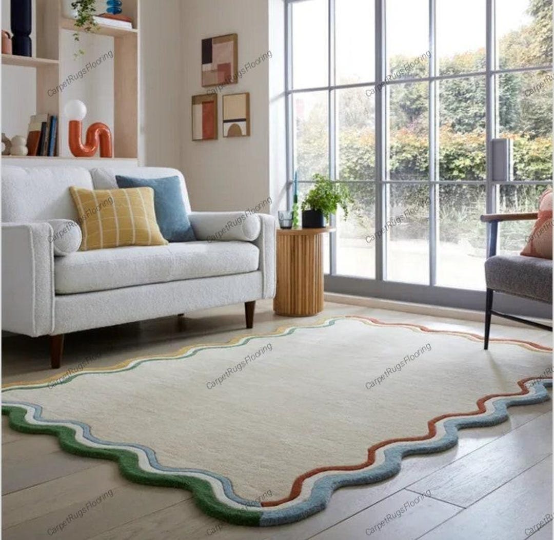 Hand-tufted Premium Scallop Rug Hand-tufted 100% Wool Handmade Area Rug ...