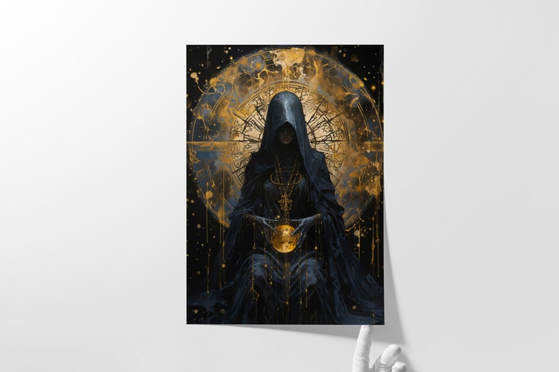 The High Priestess Tarot Art Print Moody Tarot Card Canvas Tarot Card ...