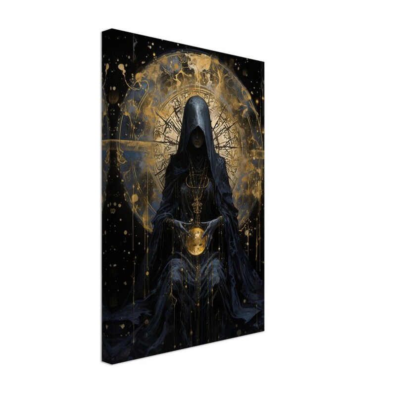 The High Priestess Tarot Art Print Moody Tarot Card Canvas Tarot Card ...