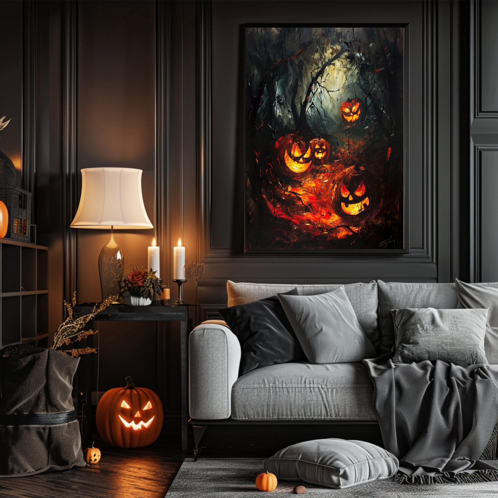Halloween Printable Wall Art Halloween Pumpkin Print Spooky Pumpkin ...