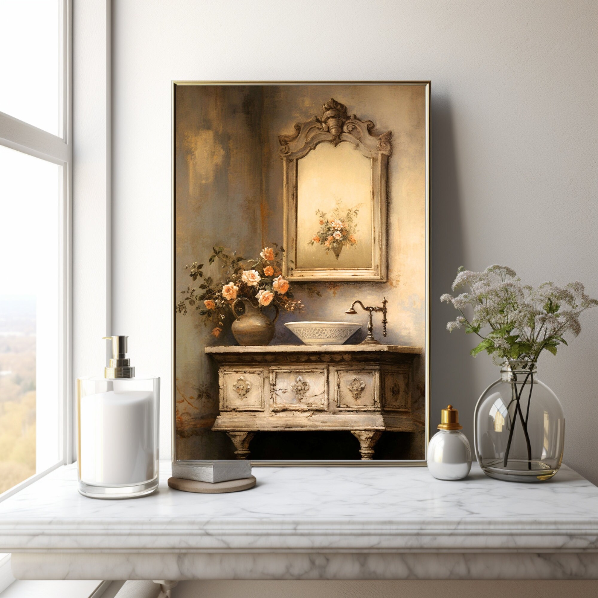 Antique Bath Art Print Victorian Bath Wall Art Shabby Chic Bath Print ...