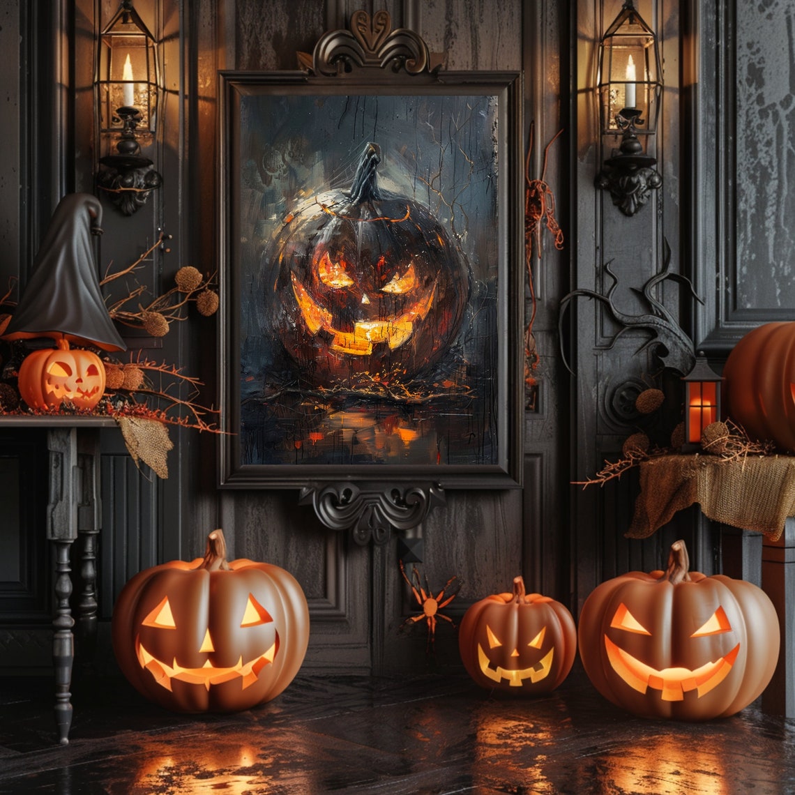 Halloween Printable Wall Art Halloween Pumpkin Print Spooky Pumpkin ...