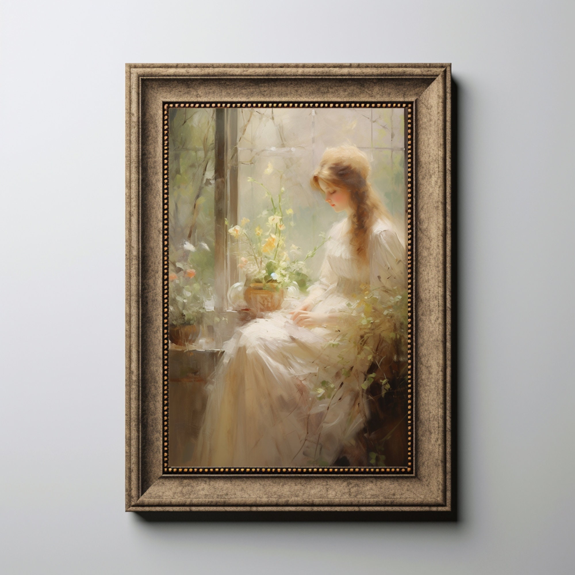 Green Victorian Printable Soft Colors Victorian Print Victorian Lady ...
