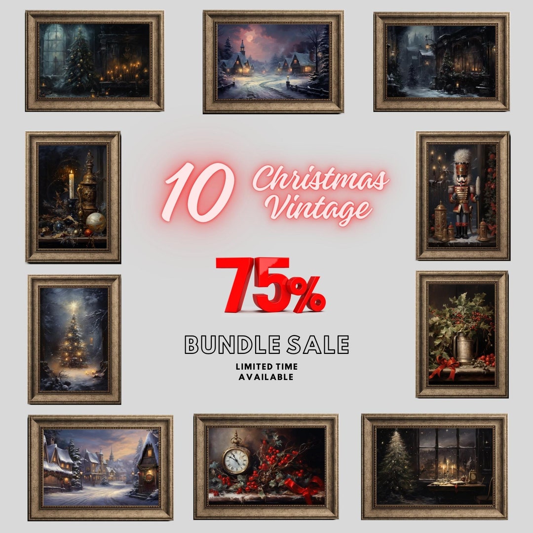 Christmas Dark Bundle Print Yule Printable Set Festive Wall Art Set ...