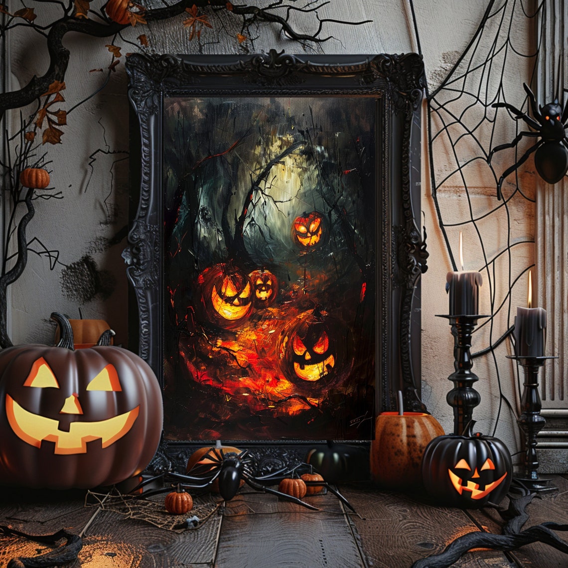 Halloween Printable Wall Art Halloween Pumpkin Print Spooky Pumpkin ...