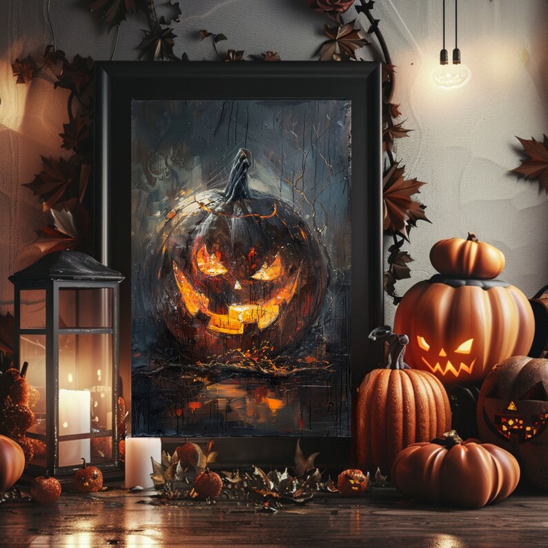 Halloween Printable Wall Art Halloween Pumpkin Print Spooky Pumpkin ...