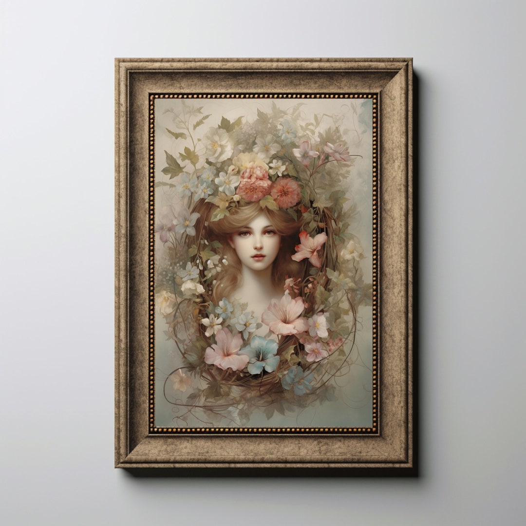 Antique Floral Printable Art Floral Vintage Lady Print Victorian Lady ...