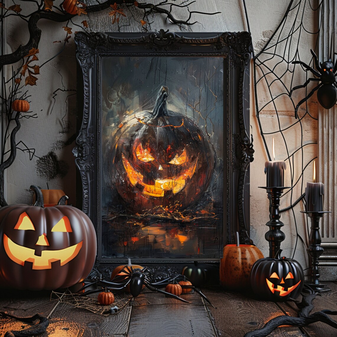 Halloween Printable Wall Art Halloween Pumpkin Print Spooky Pumpkin ...
