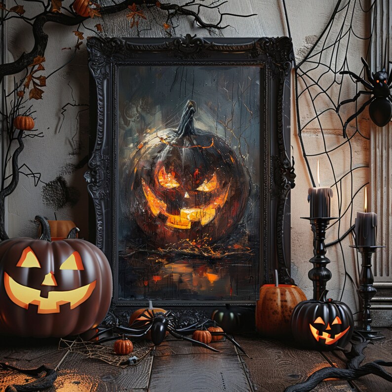 Halloween Printable Wall Art Halloween Pumpkin Print Spooky Pumpkin ...