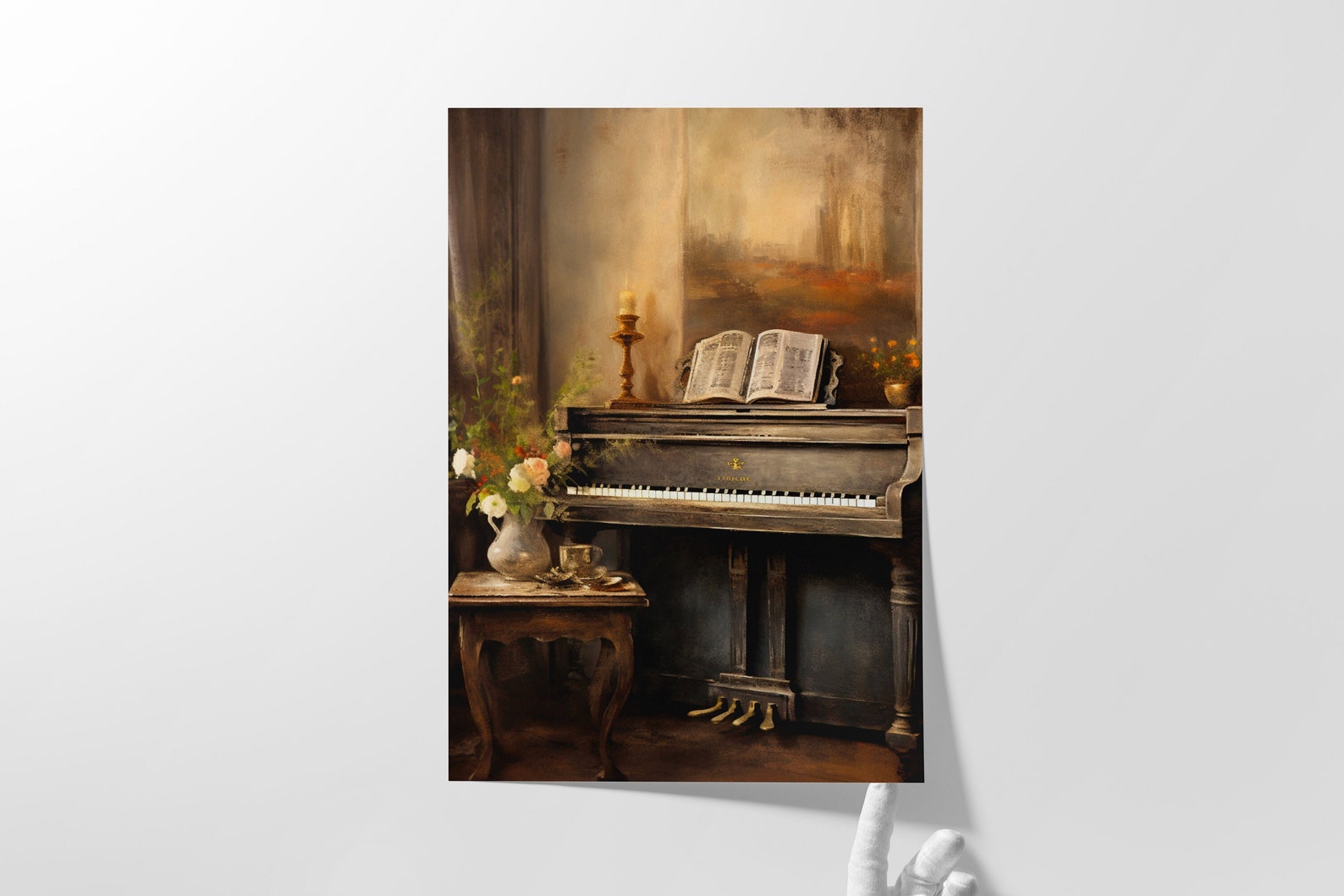 Moody Piano Art Print Antique Piano Wall Art Vintage Earthy Color Print ...