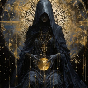 The High Priestess Tarot Art Print Moody Tarot Card Canvas Tarot Card ...