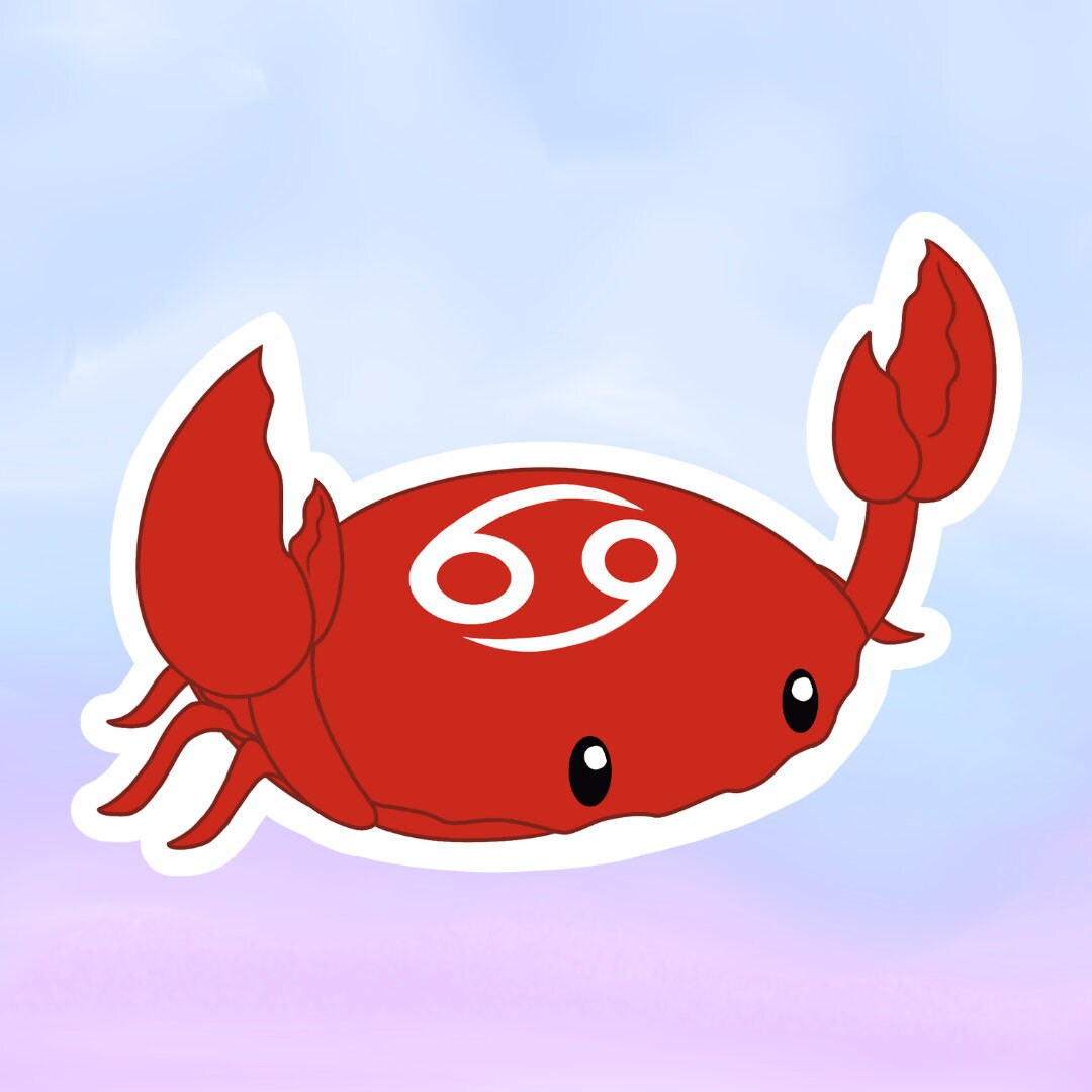 Kawaii Cute Cancer Crab Zodiac Constellation Waterproof Sticker - Etsy
