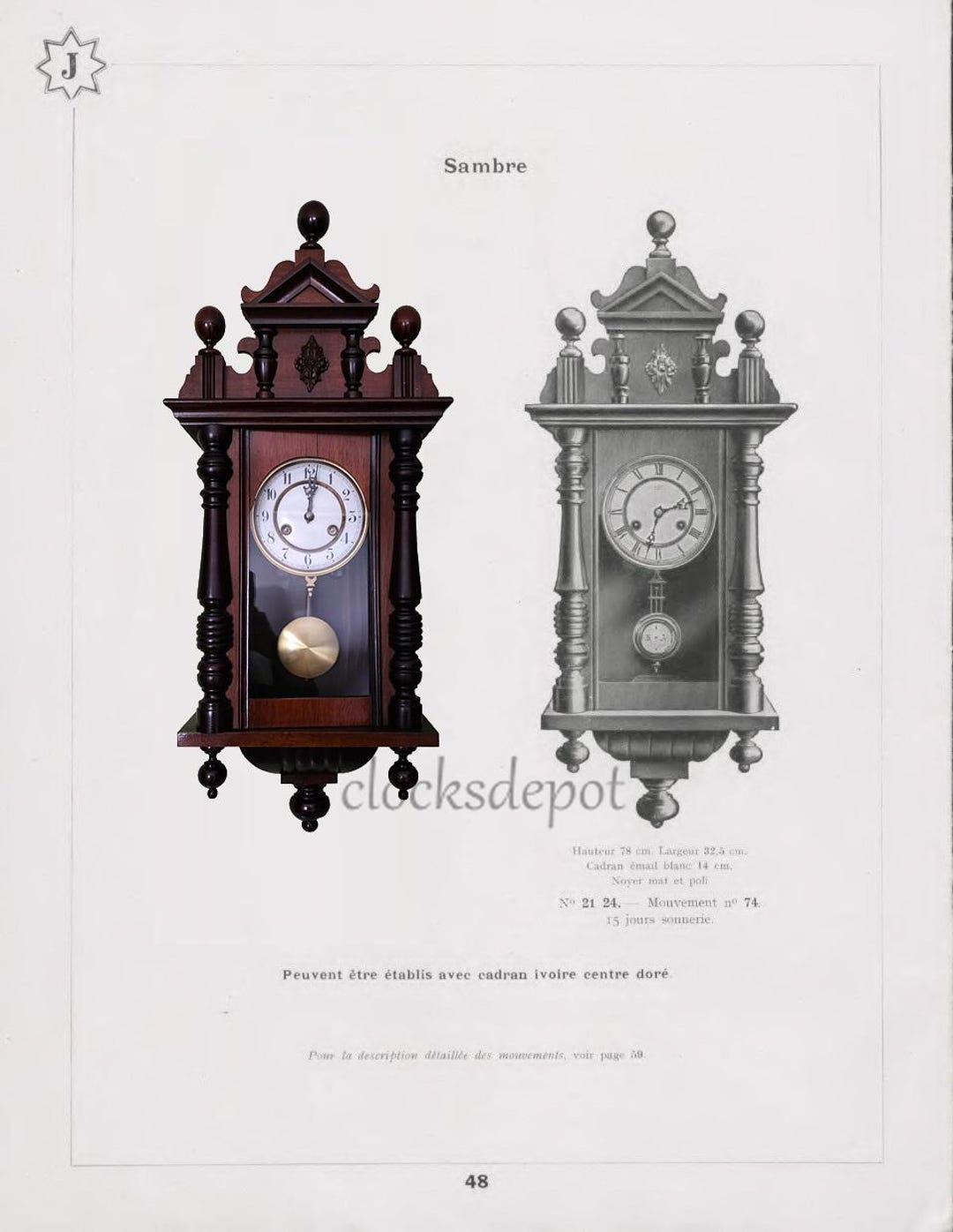 1920 Antique German Pendulum Clock Made by Gebrüder Junghans From Black ...