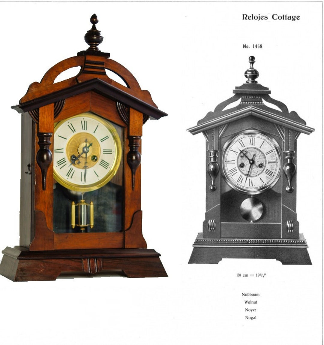 1924 Mechanical German Shelf Table Buffet Cabinet Clock by Friedrich ...