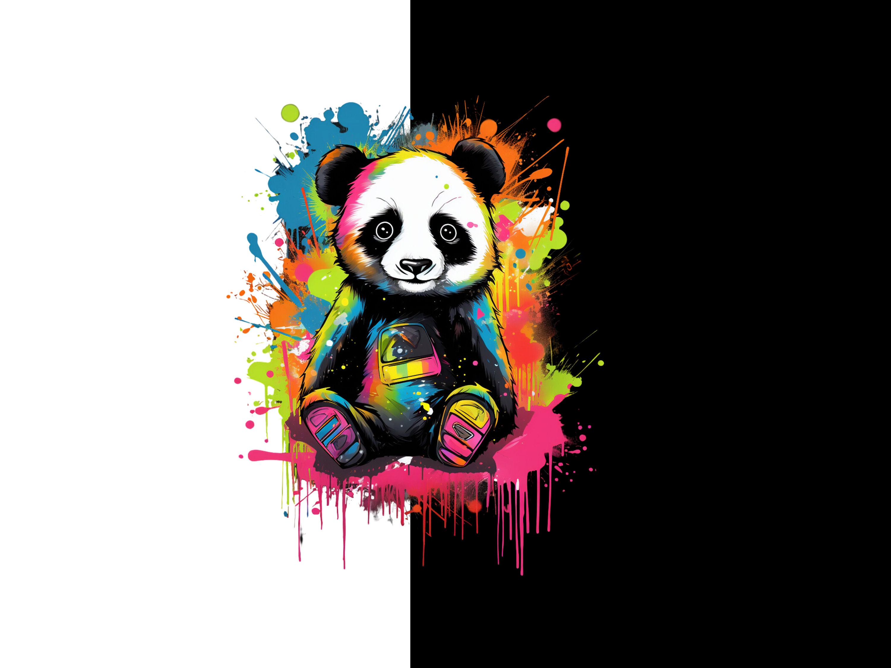 Colorful Panda PNG Printable Sublimation Design or Clipart Artsy Nature ...