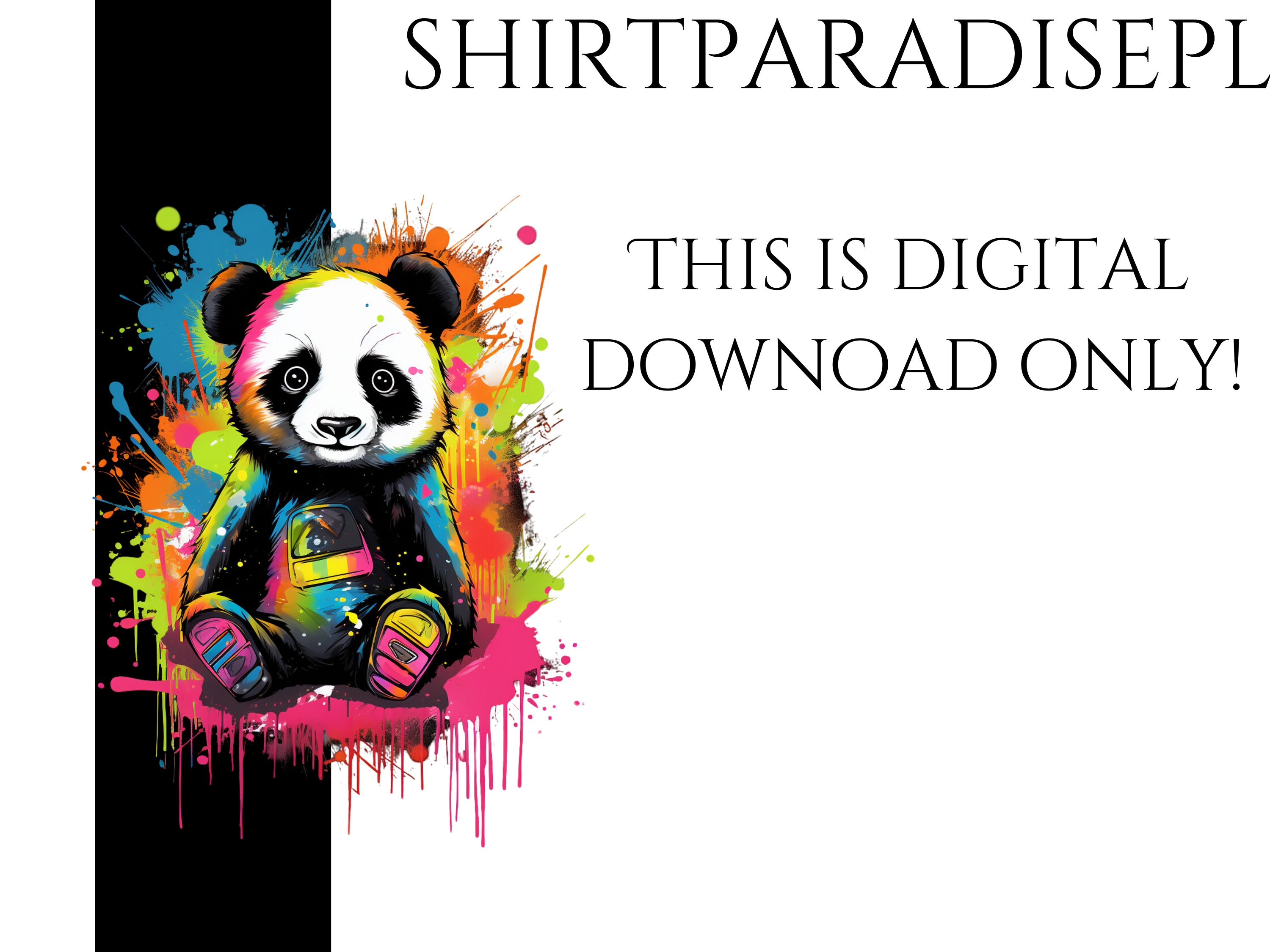 Colorful Panda PNG Printable Sublimation Design or Clipart Artsy Nature ...