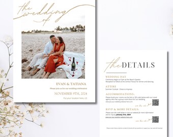 Wedding Invitation With QR Code, Minimal Wedding Invite Suite ...