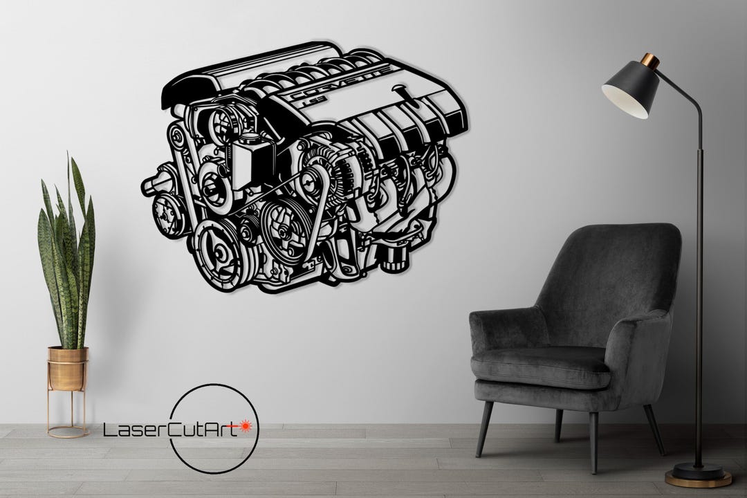 GM 6.2 Liter V8 Small Block LS3 DXF Cut File, Svg Cut File for Cricut ...