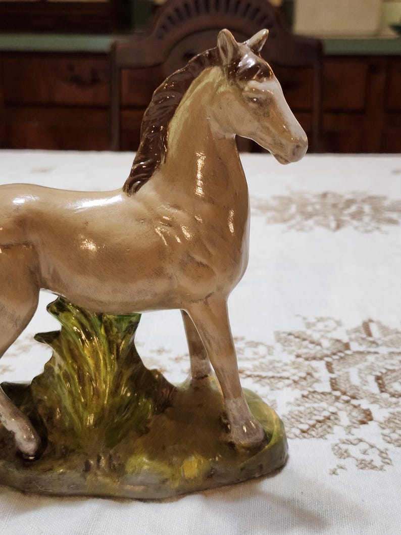 Vintage Hand Painted Glossy Ceramic Palomino Horse Pony Stallion ...