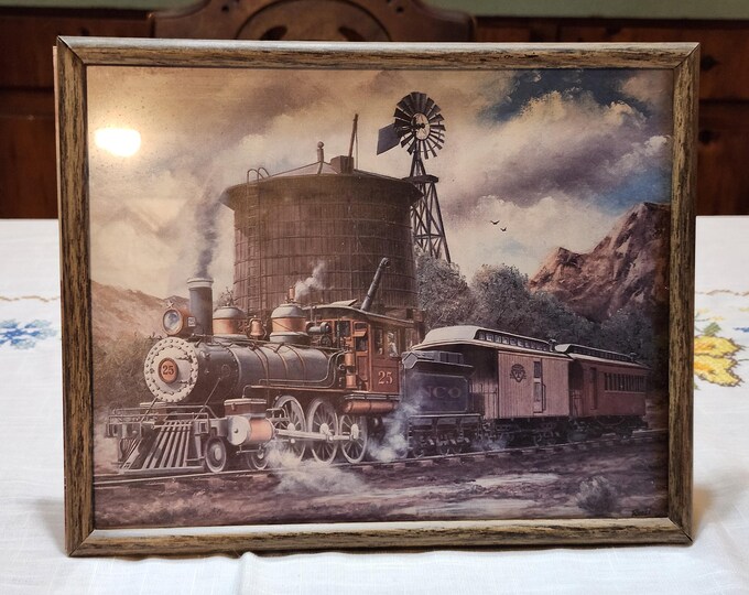 Vintage Jim Rozzi Train Steam Locomotive Railroad Print "pit Stop ...