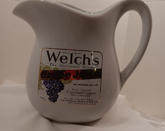 Vintage Mccoy Pottery Stoneware Welch's Grape Juice Advertising Pitcher ...