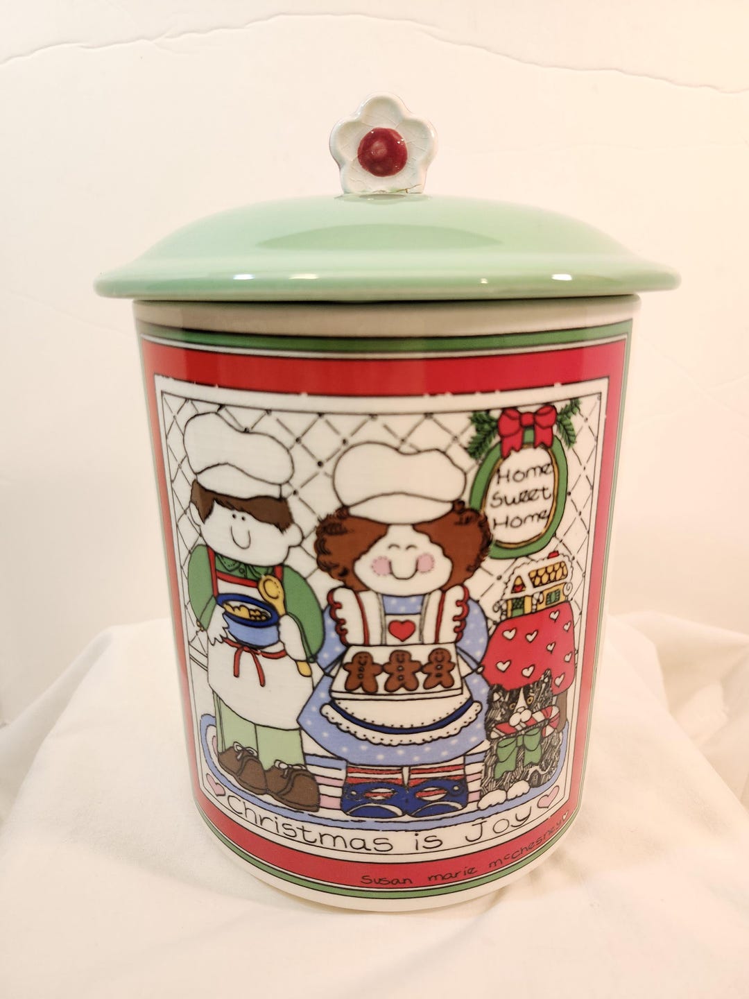 Vintage Enesco Collectible Susan Marie Mcchesney Christmas Cookie Jar ...