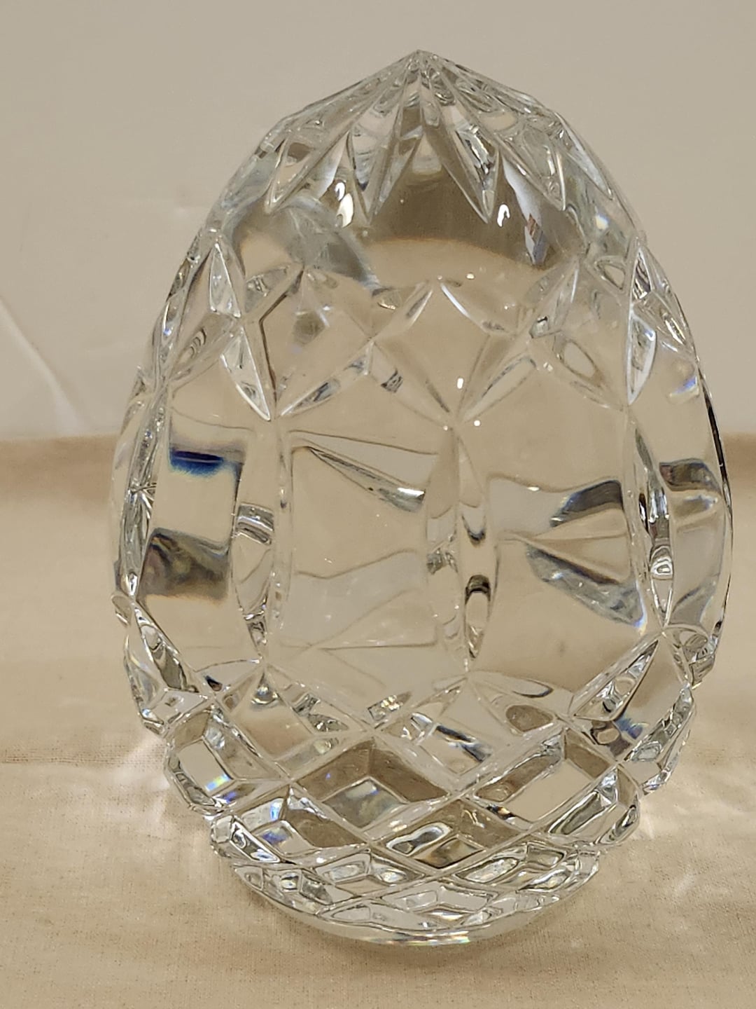 Vintage Solid 24% Lead Cut Crystal Faceted Paperweight Display Figurine ...
