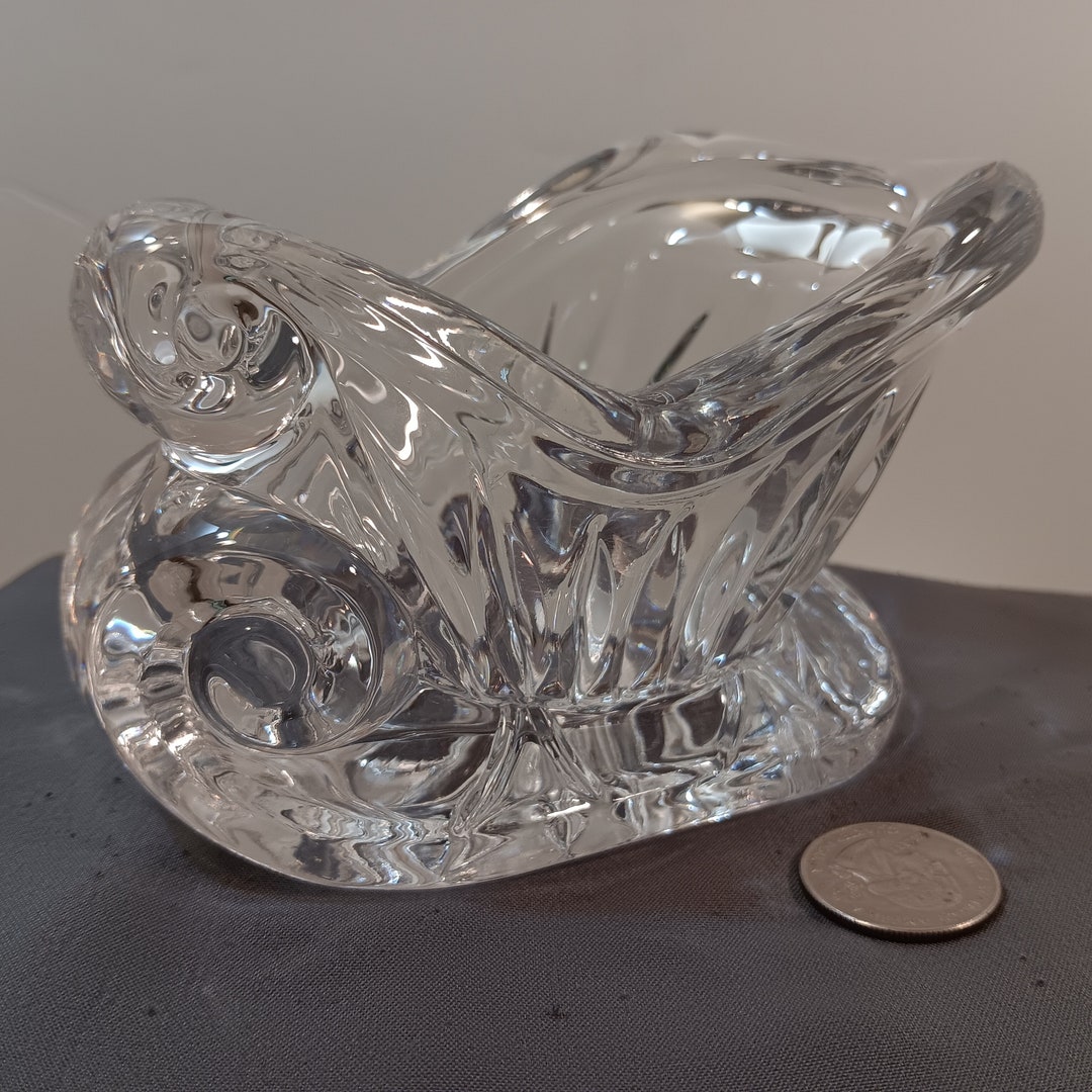 Vintage Heavy Cut Lead Crystal Santa Sleigh Christmas Candy/ Nut Dish ...
