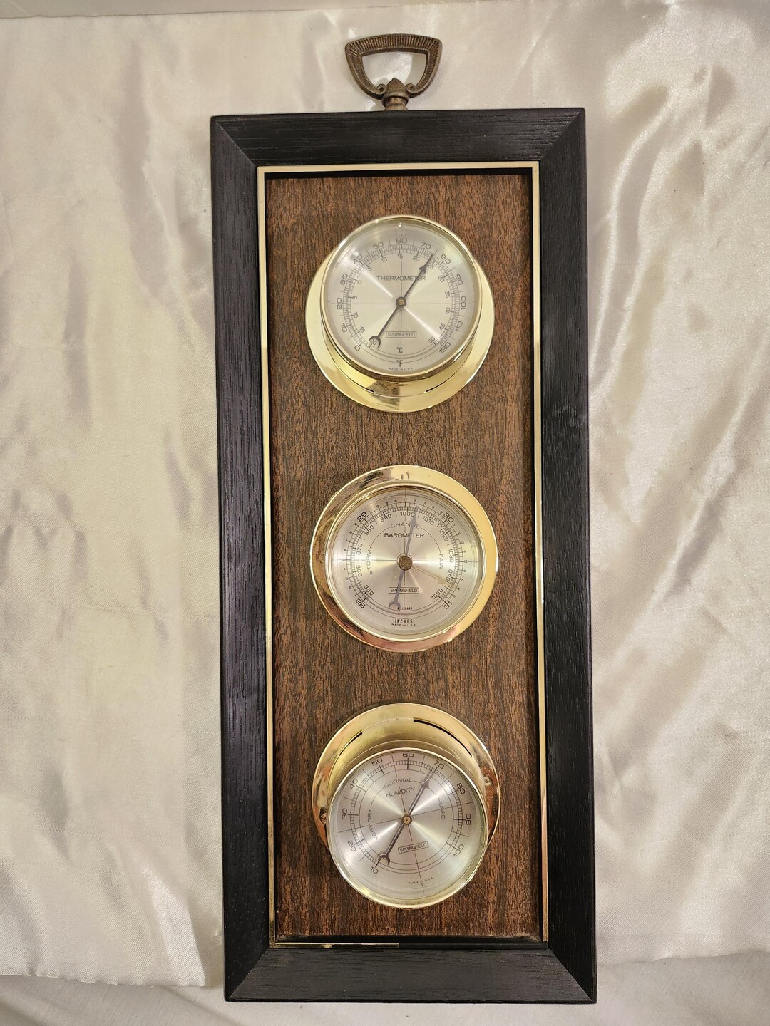Vintage Springfield Instrument Co Wall Hanging Barometer Thermometer ...