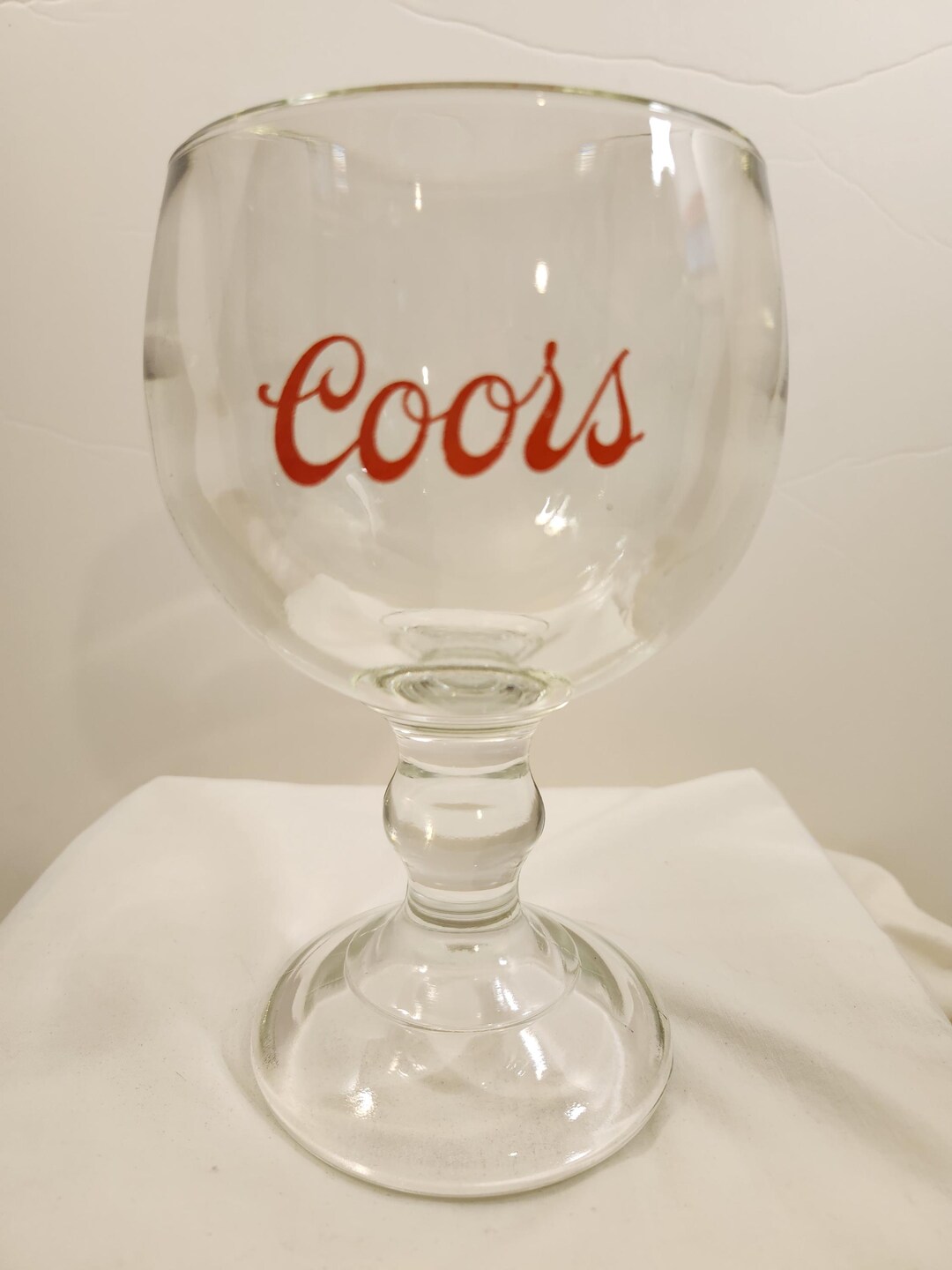 Vintage Coors Heavy Clear Stemmed Beer Glass Orb Goblet XL RARE 1970's ...
