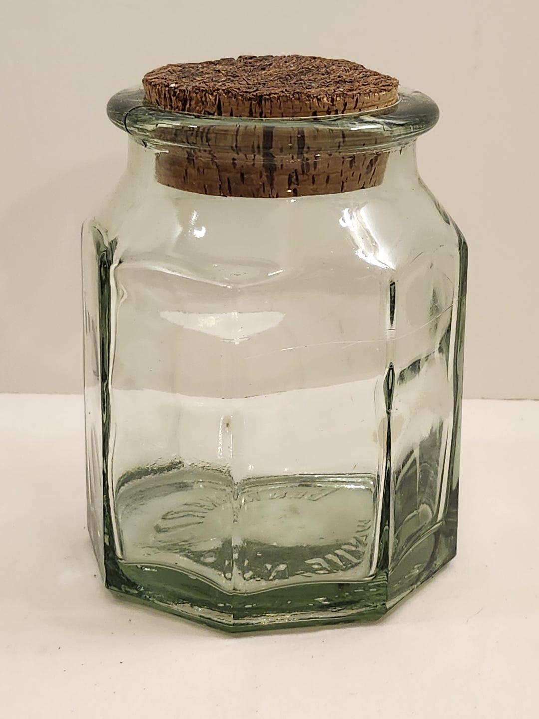 Vintage Ben Rickert Octagonal Green Tinted Glass Tobacco Jar With Cork ...