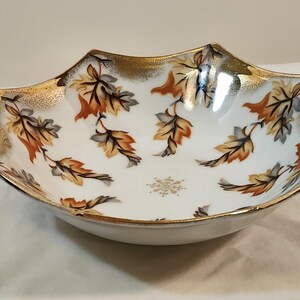 Vintage Trimont Ware Porcelain Bowl Autumn/ Fall Leaves 22KT Gold Rim ...