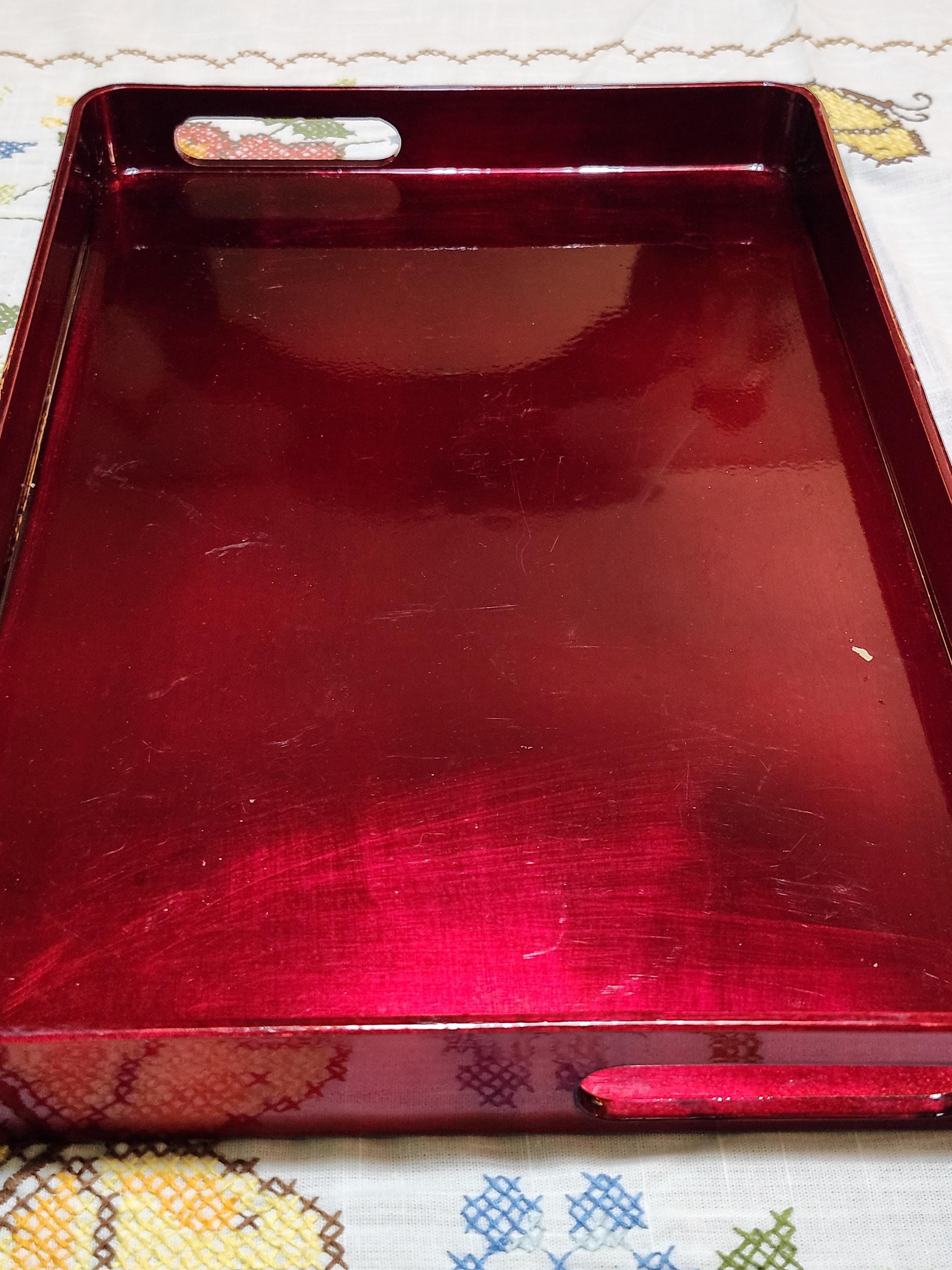 Vintage Large Pier 1 Ruby Red Acrylic Serving Tray Platter off Set ...