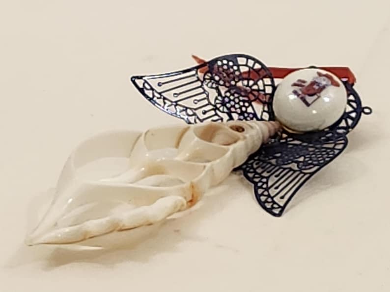 Vintage Handcrafted Tibia Seashell Sea Angel Holiday/ Christmas ...