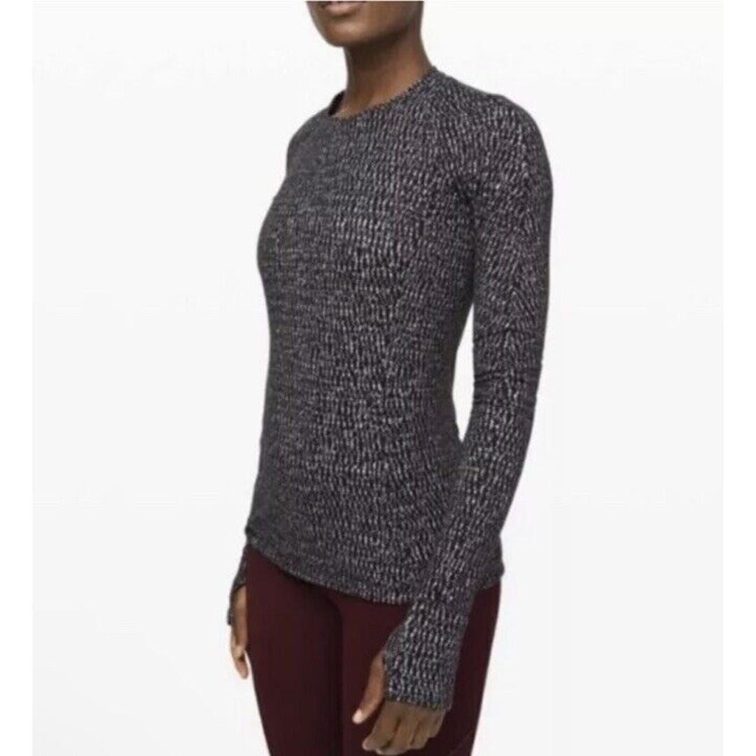Lululemon Runderful Long Sleeve Knotted Jacquard Black/white Size 6 ...