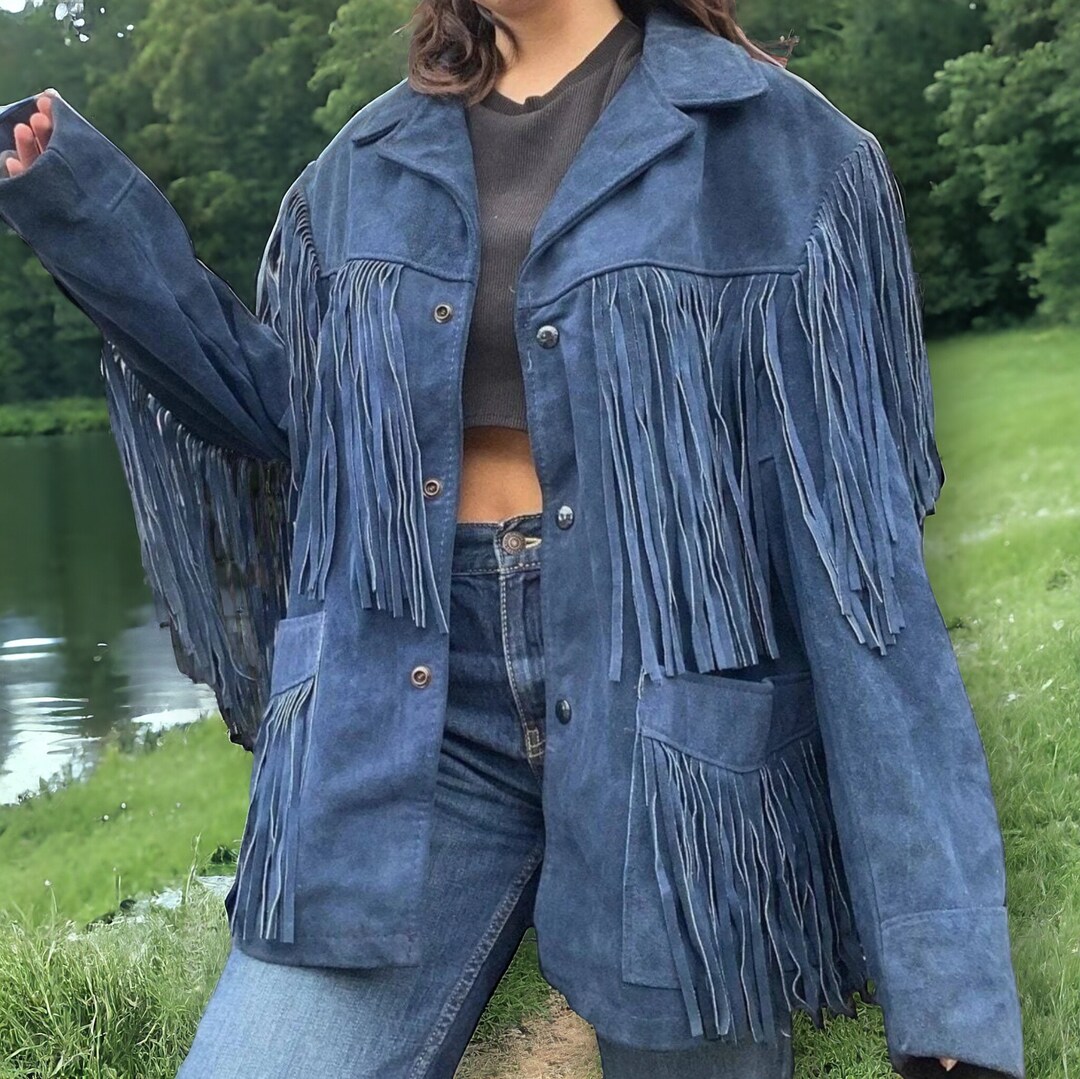 Women's Vintage Fringe Leather Jacket, Ladies Leather Jacket, Women ...