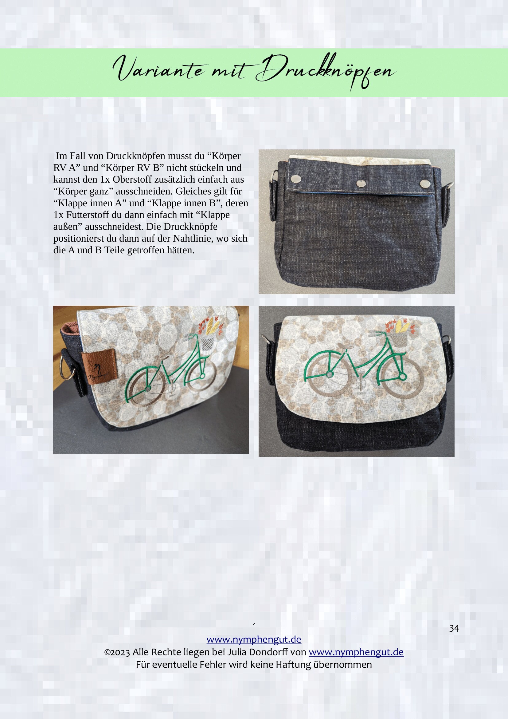 Sewing Pattern Shoulder Bag With Removable Flap DIY Sewing Instructions ...